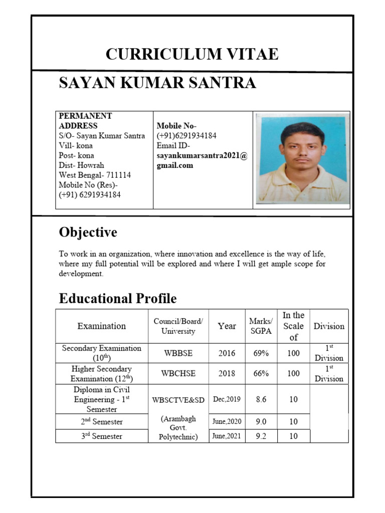Sayan Kumar Santra Cv | PDF