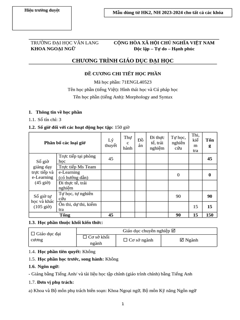 HK241 ĐCCT K28 Morphosyntax | PDF