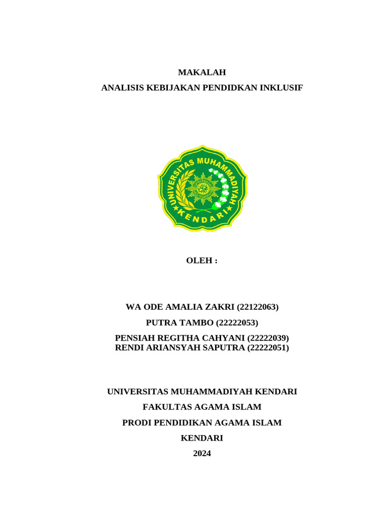 Makalah Analisis Kebijakan Pendidikan Inklusif | PDF