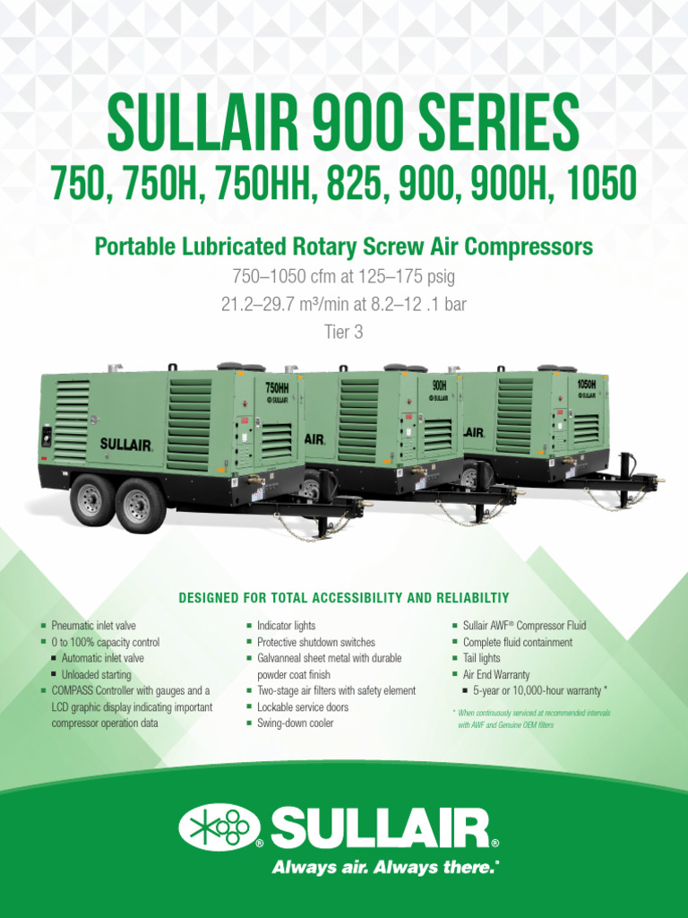 LIT - Sullair - 900 T3 Flyer - PAP900Series201907-1 - EN | PDF | Vehicles | Vehicle Technology