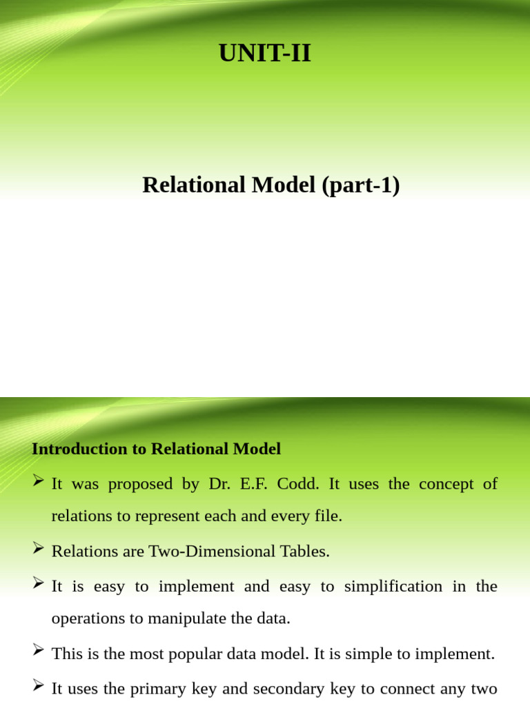 DBMS UNIT 2 MINORS-part-1 | PDF | Relational Model | Relational Database