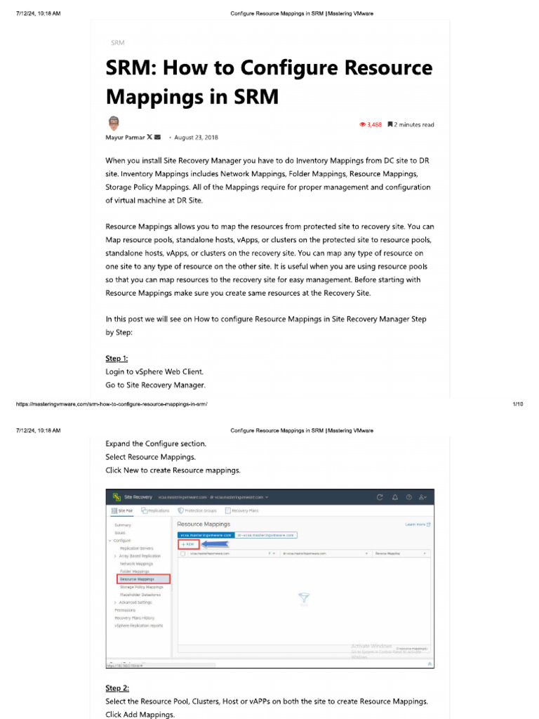 How to Configure Resource Mappings in SRM | PDF