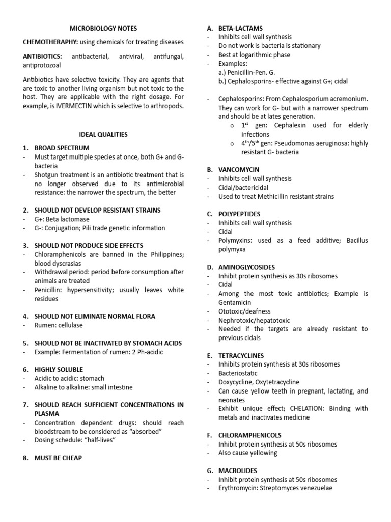 Finals Microbiology Notes | PDF | Drugs | Clinical Medicine