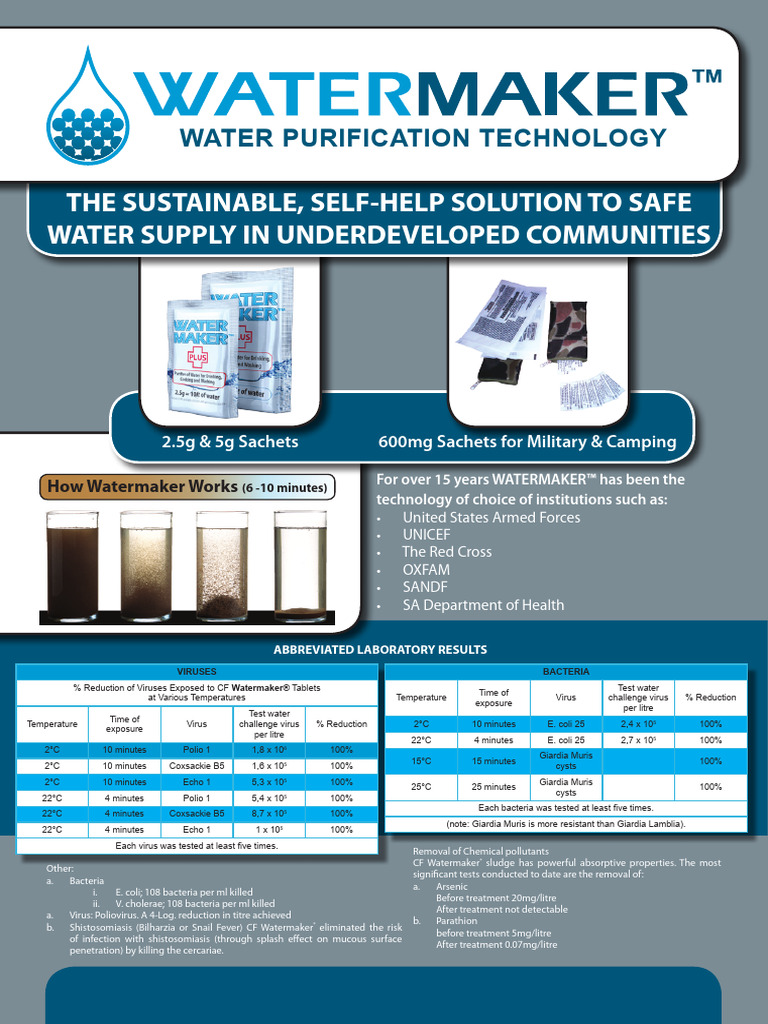 watermaker_sachet_info | PDF | Microbiology | Medical Specialties