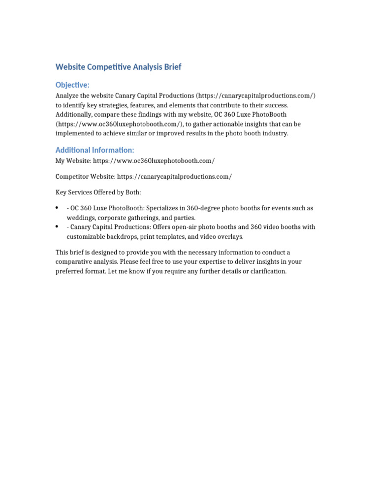 Website Competitive Analysis With Comparison | PDF