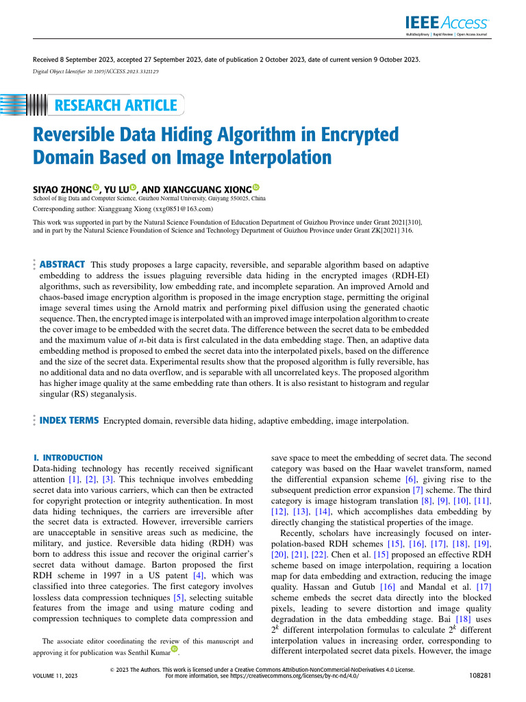 Reverse Data Hiding Algorithm Pdf Data Compression Encryption