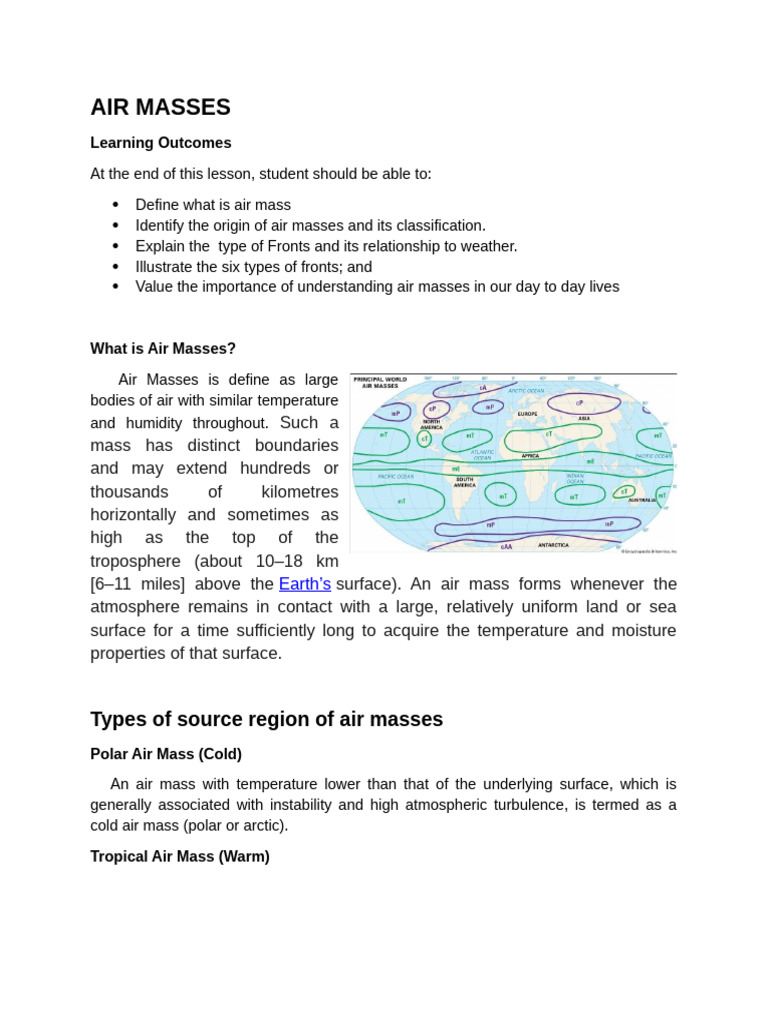 Air Masses | PDF | Atmosphere Of Earth | Cloud