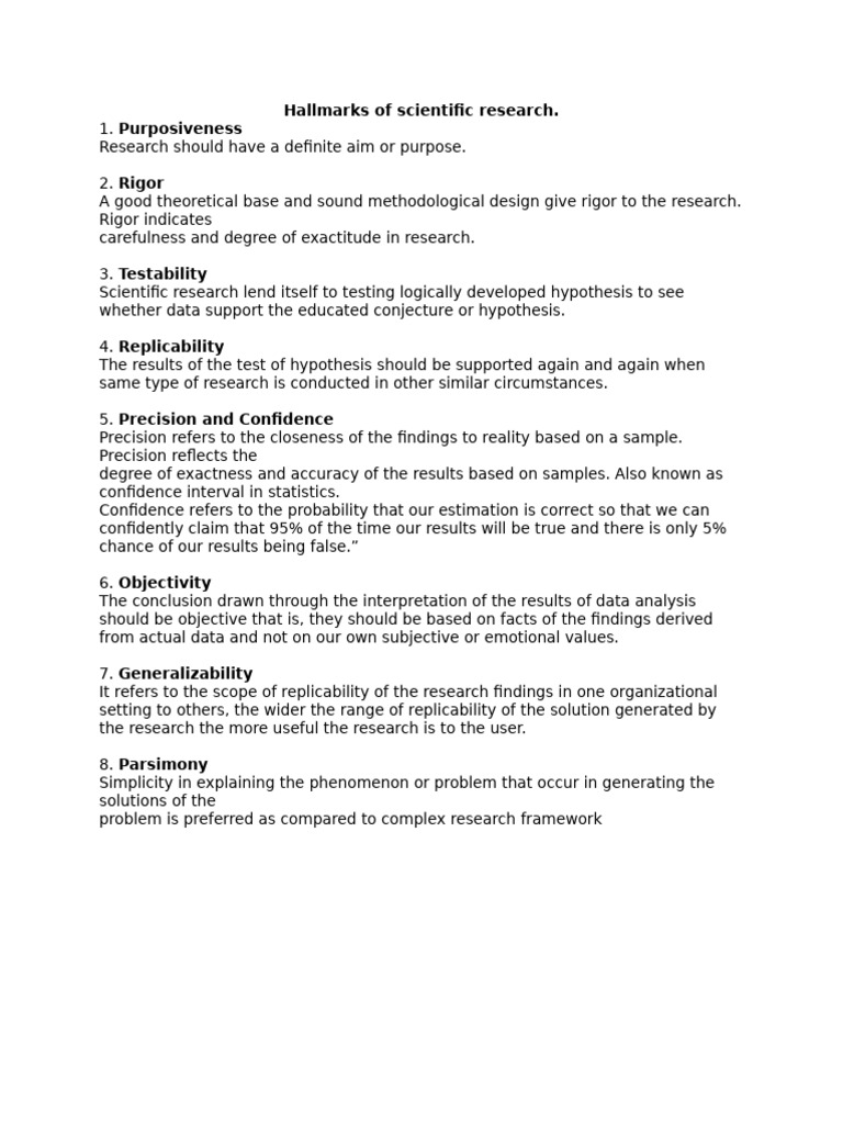 Hallmarks of Scientific Research | PDF
