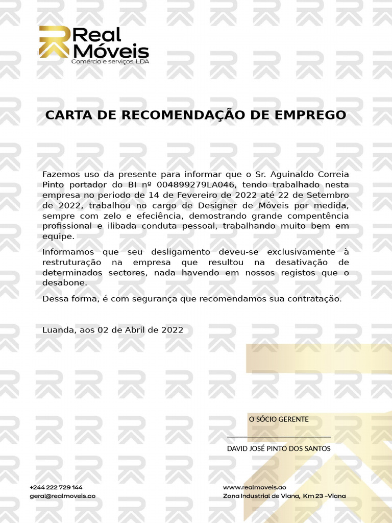 Carta de Recomendação | PDF