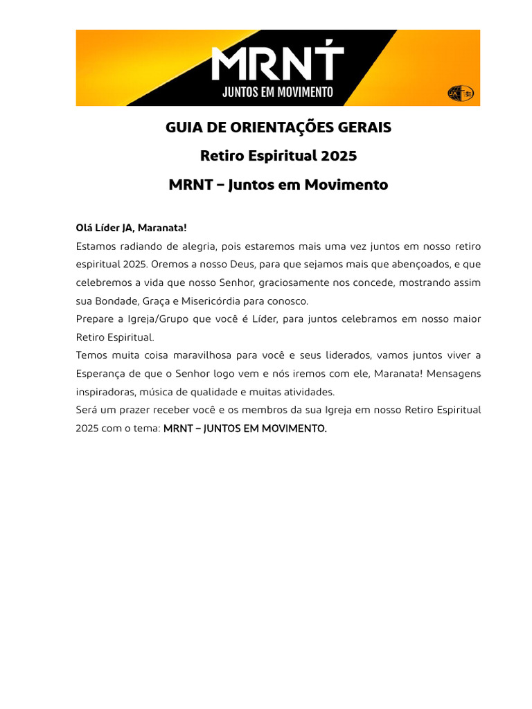 Retiro Espiritual 2025 - GOG - Atualizado | PDF