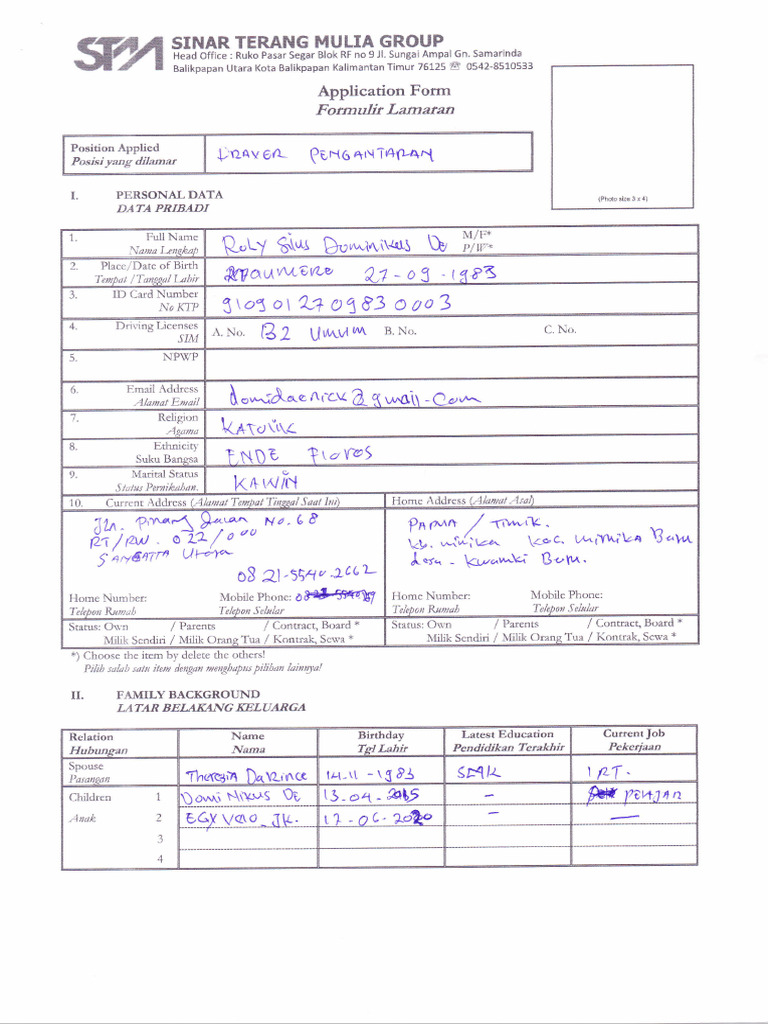 Hasil Tes Application Form | PDF | Consent | Civil Law (Legal System)