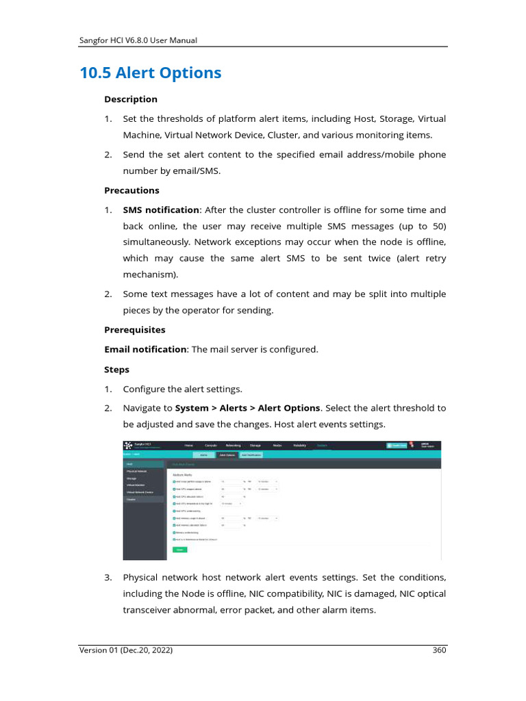 SANGFOR - HCI - 6.8.0 - Alerts Options | PDF | Computer Network | Port (Computer Networking)