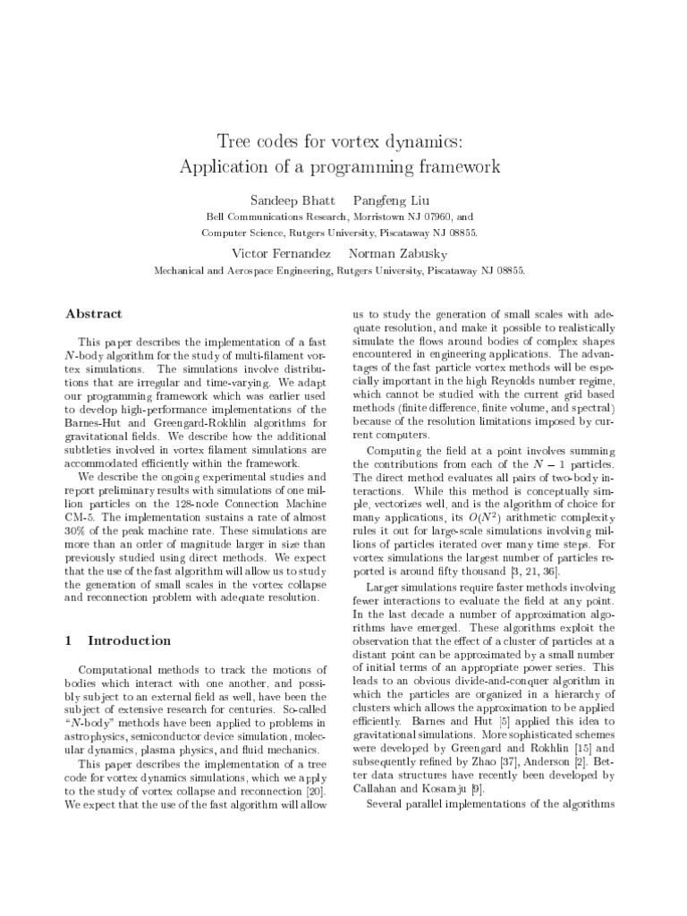 Tree Codes For Vortex Dynamics: Application of A Programming Framework ...