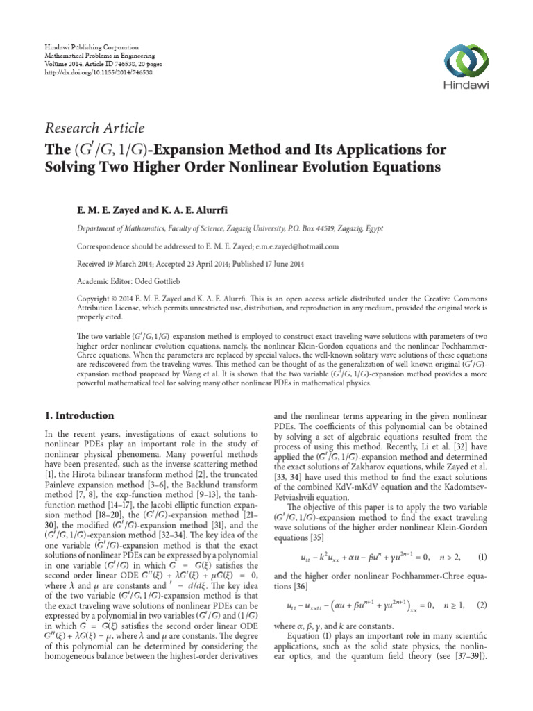 Two Higher Order Nonlinear Evolution Equations Pdf Equations Nonlinear System