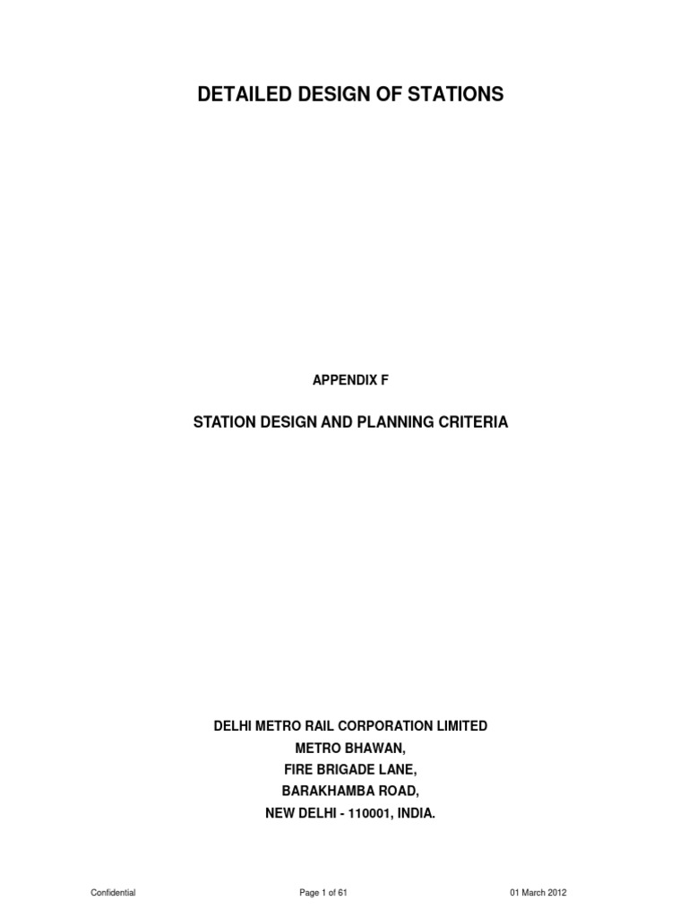 Outline Design Criteria-DMRC | PDF | Escalator | Stairs