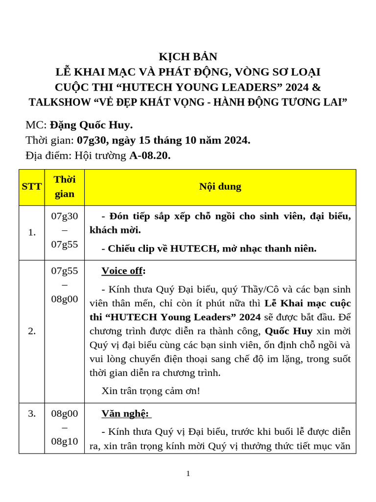 KBMC_ Khai mạc + Talkshow 15.10.2024 | PDF