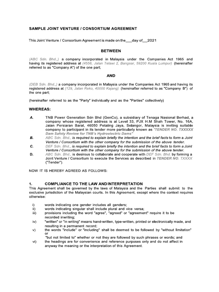 A3 - Sample of JV Agreement | PDF