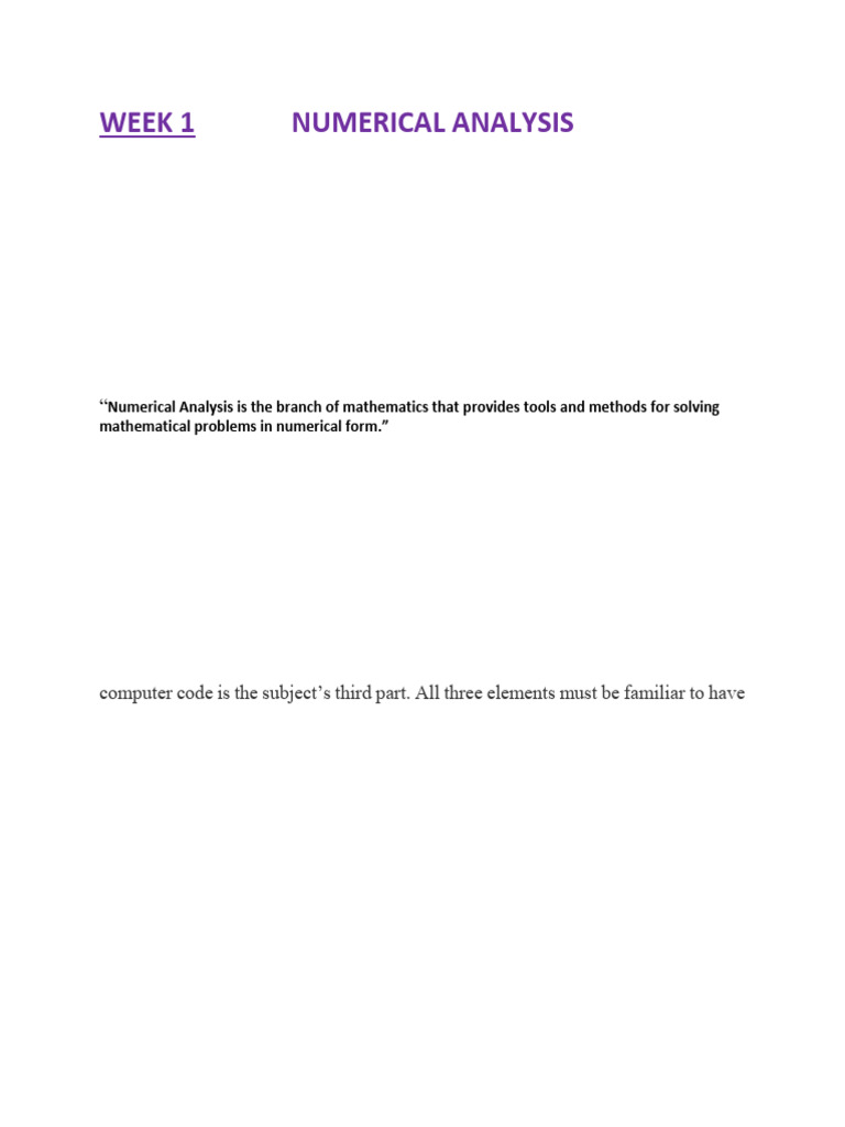 Numerical Analysis WEEK 1 | PDF | Numerical Analysis | Mathematical Analysis
