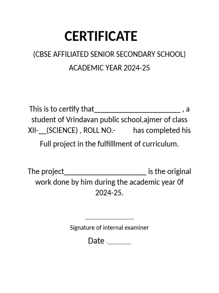 VPS Certification for Project Completion | PDF