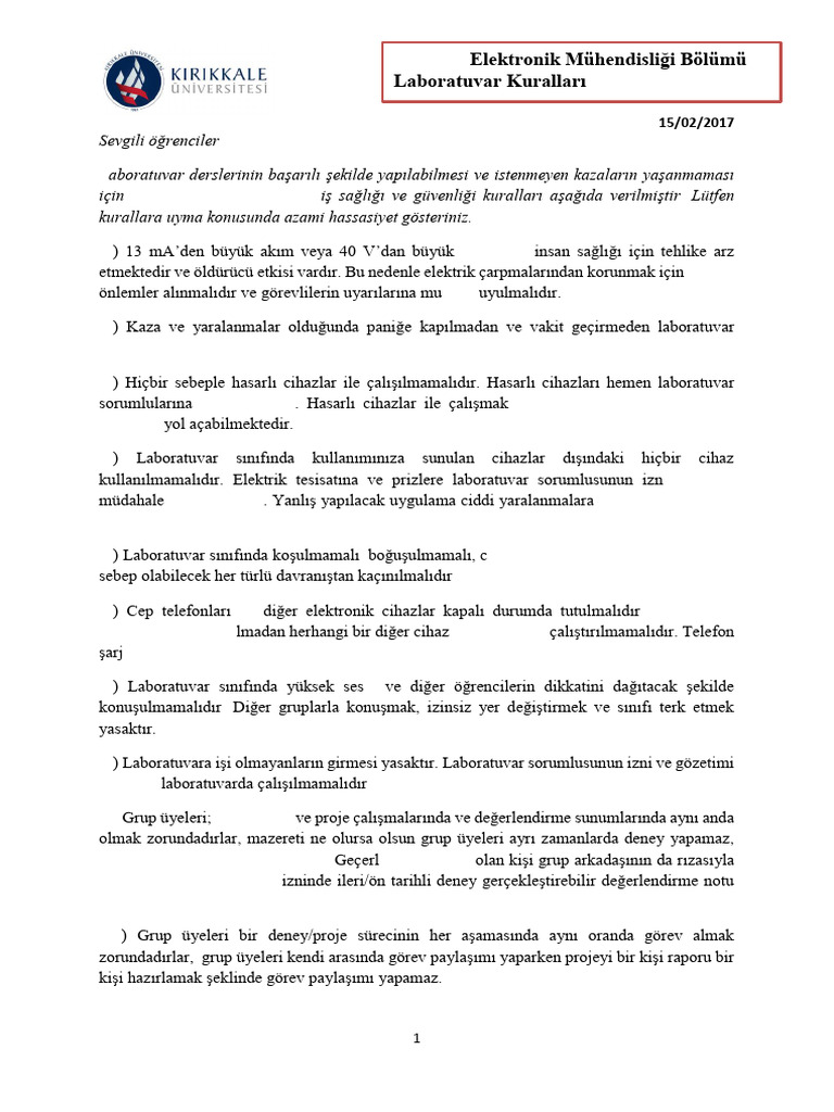 Kku - Eem - Lab - Kuralları | PDF