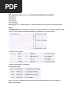 KS3 Chemistry Worksheet - Displacement Reactions | PDF