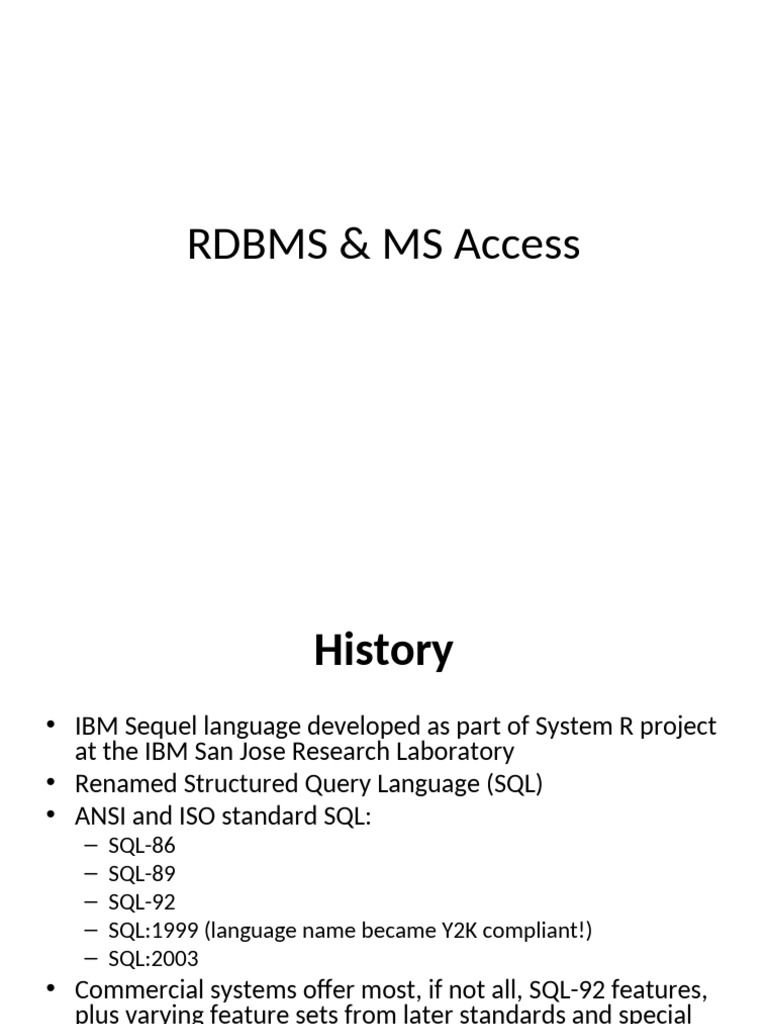 Unit - 2 Rdbms - Ms Access | PDF | Microsoft Access | Sql