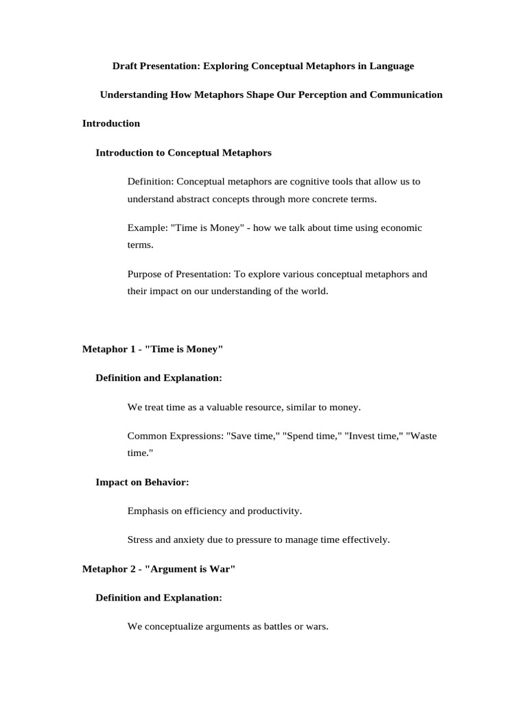 Draft Presentation | PDF | Metaphor | Mind