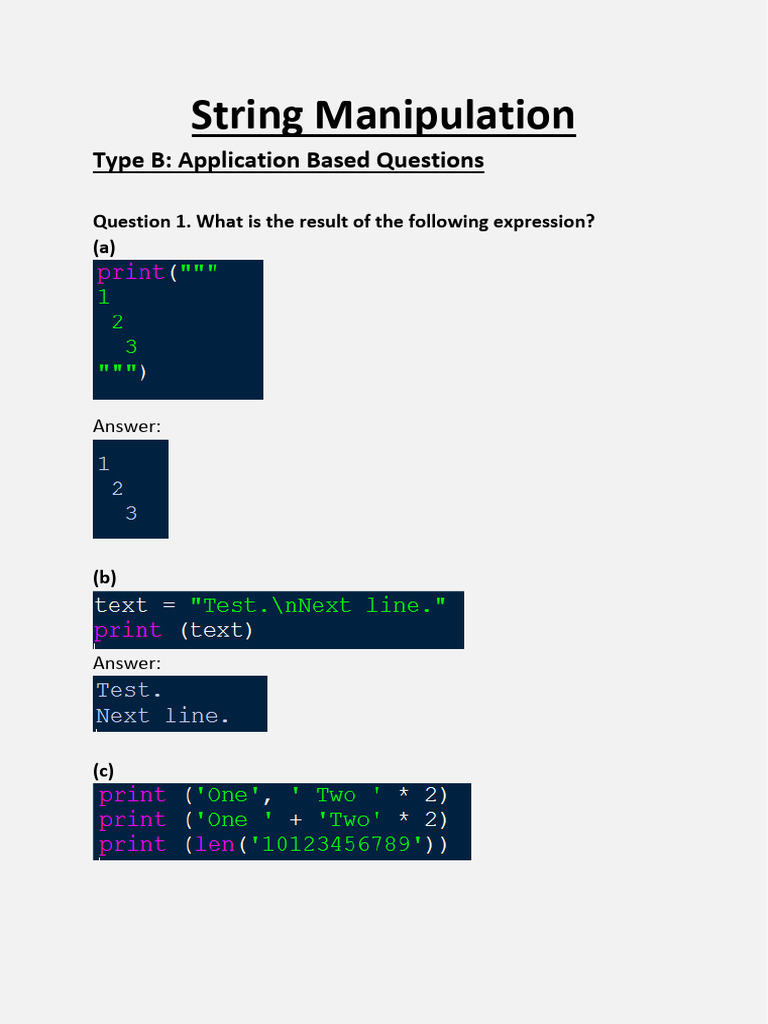 String Manipulation Type B Quesitons | PDF | Computer Programming | Computing