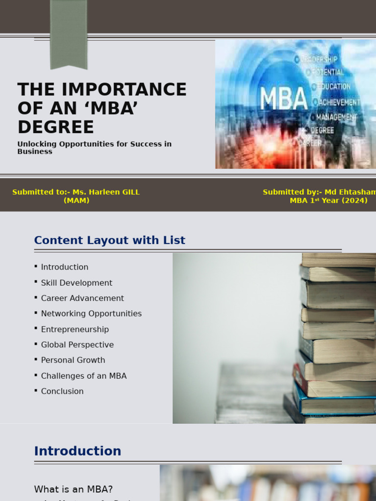 Benefits of Pursuing an MBA Degree | PDF | Entrepreneurship | Master Of ...