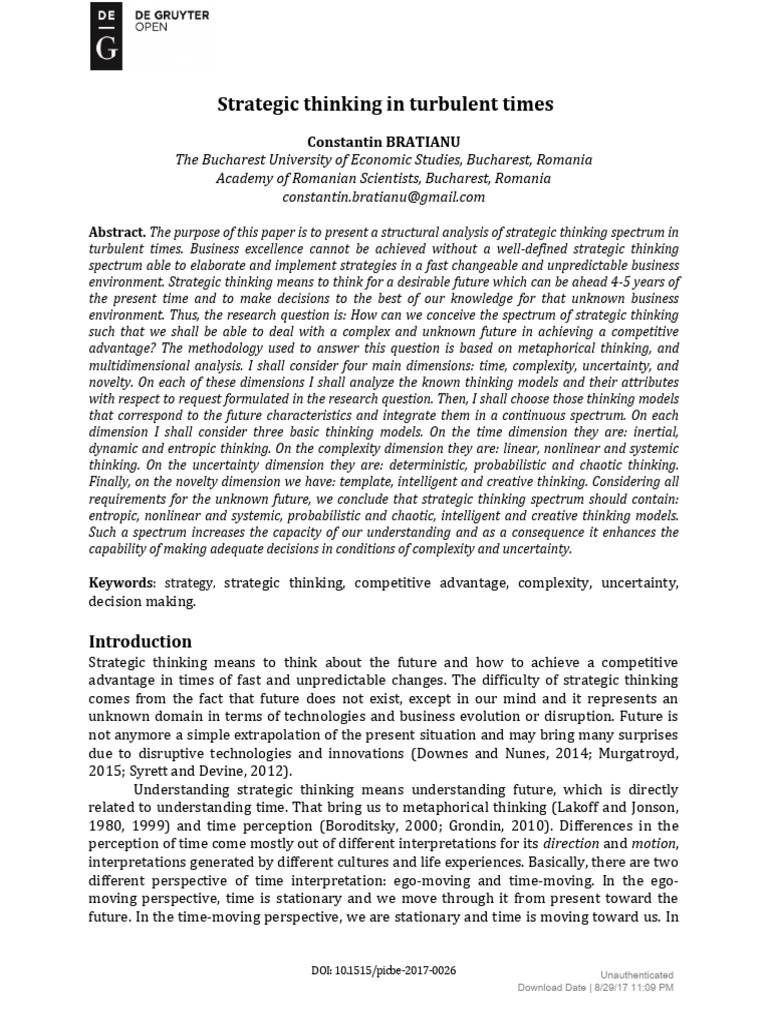 Strategic_thinking_in_turbulent_times | PDF | Nonlinear System | Thought