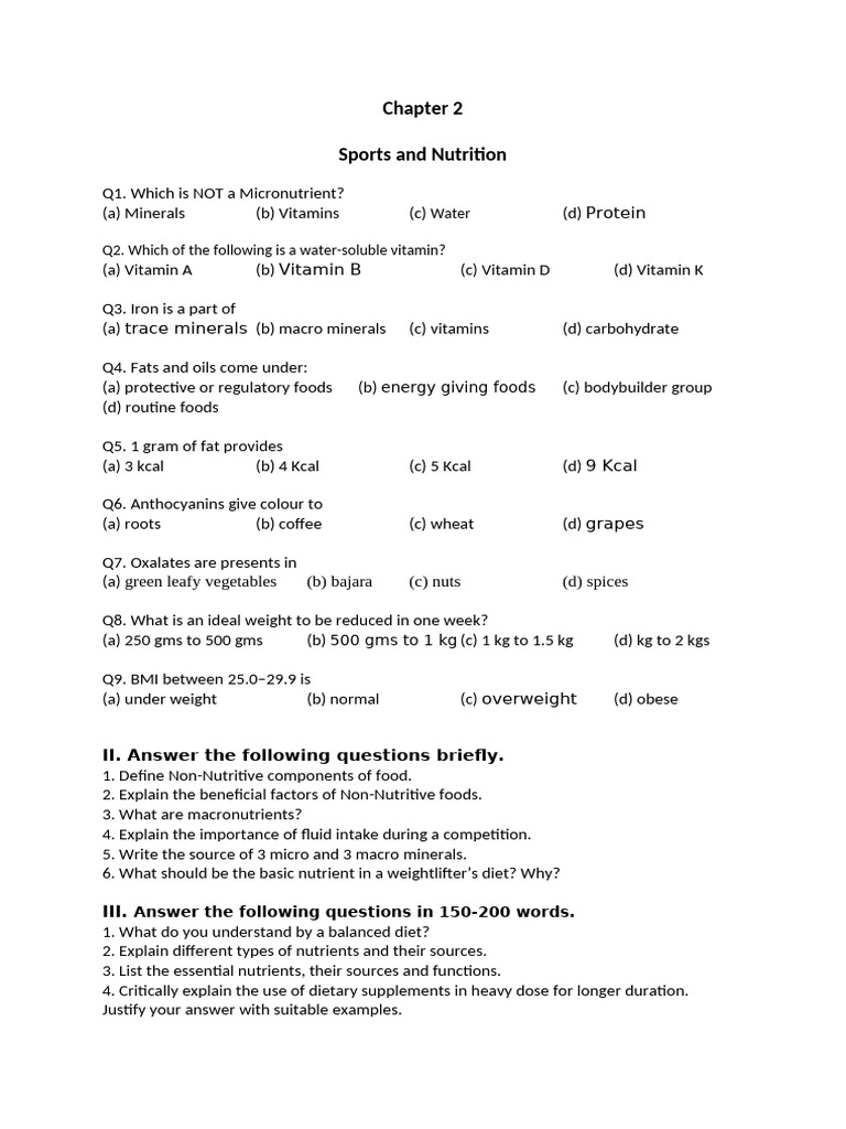 Sports Nutrition: Micronutrients & Diet | PDF