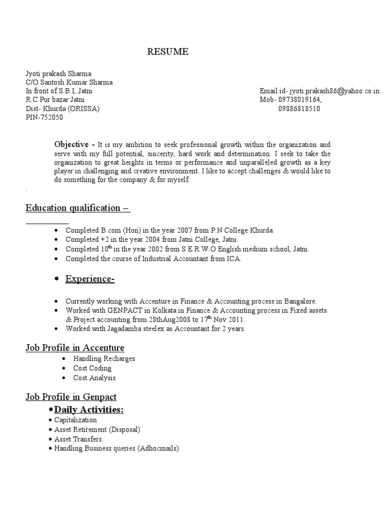 Jyoti's Resume-1 (1) | Business | Economies
