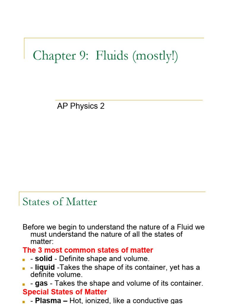 AP Physics 2 - CH 9 Fluid Statics PDF | PDF | Pressure | Buoyancy