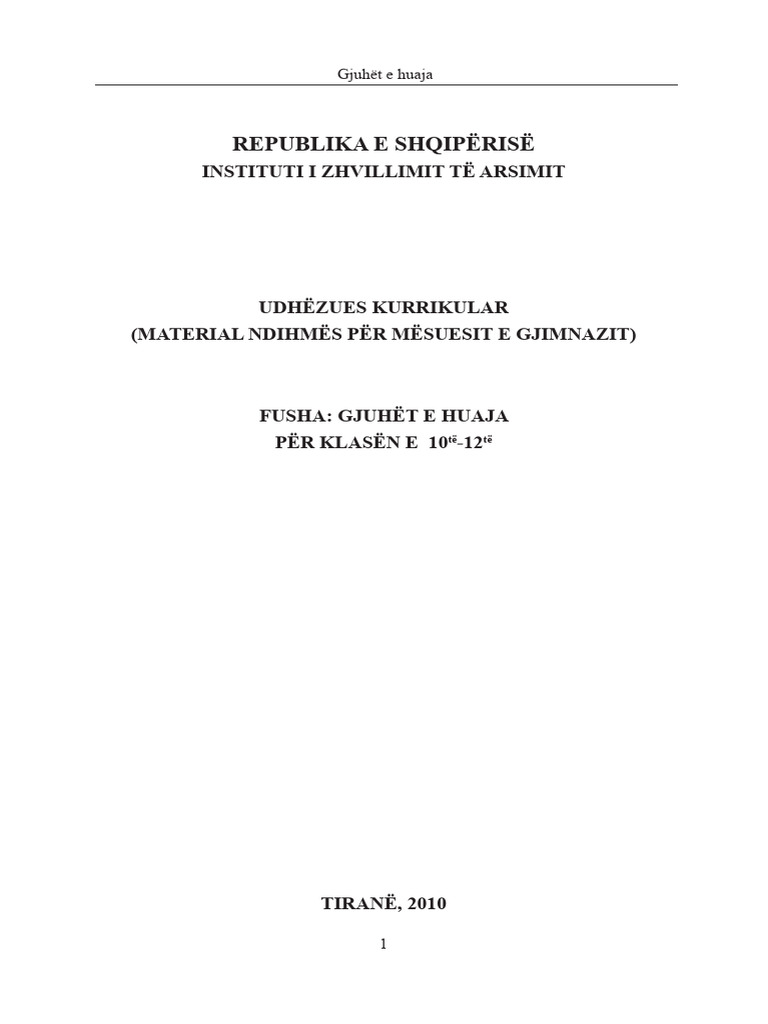 Udhezues - Gjuhet e Huaja 10-12 | PDF