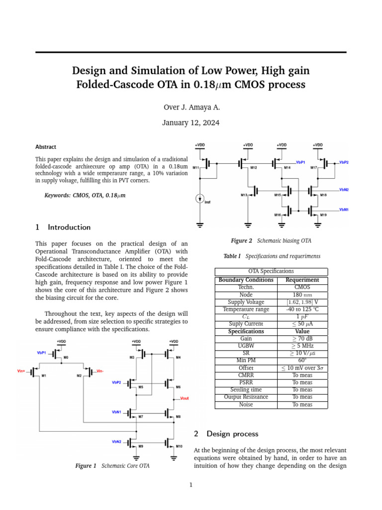 Design Folded-Cascode OTA | PDF | Amplifier | Transistor