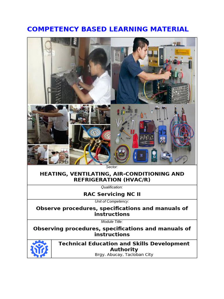 HVAC/R Competency Learning Module | PDF | Air Conditioning | Continuum ...
