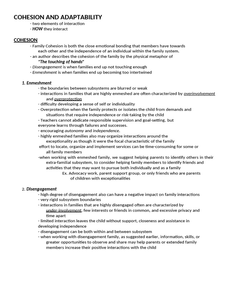 Cohesion and Adaptability | PDF | Chaos Theory | Behavioural Sciences