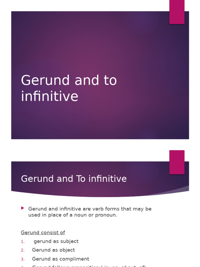 Gerund and Participle - To Infinitive 5 | PDF | Verb | Language Mechanics