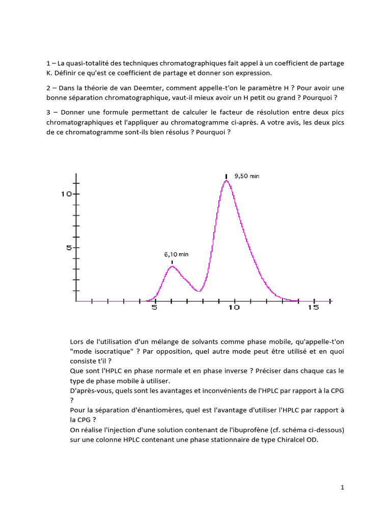Fascicule TD Méthodes de Séparation 2024-2025-Suite | PDF ...
