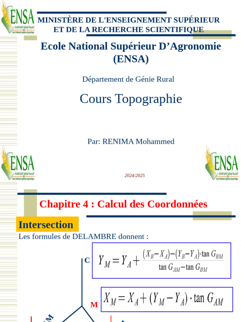 Calcul des Coordonnées et Surfaces en Topographie | PDF | Orthogonalité ...