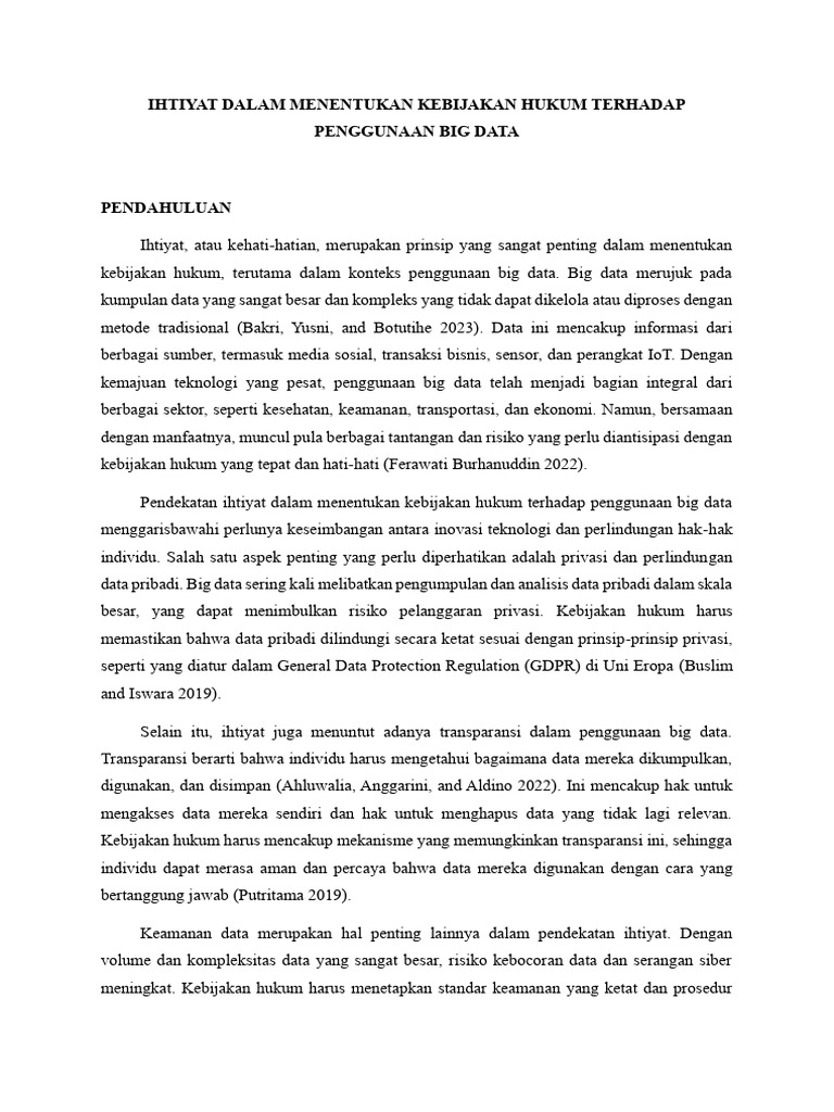 Kebijakan Hukum Ihtiyat untuk Big Data | PDF