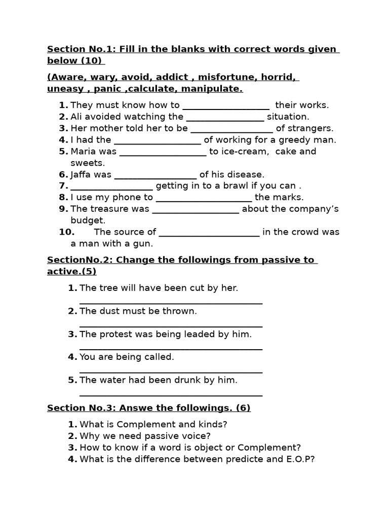 English Grammar Exercises | PDF