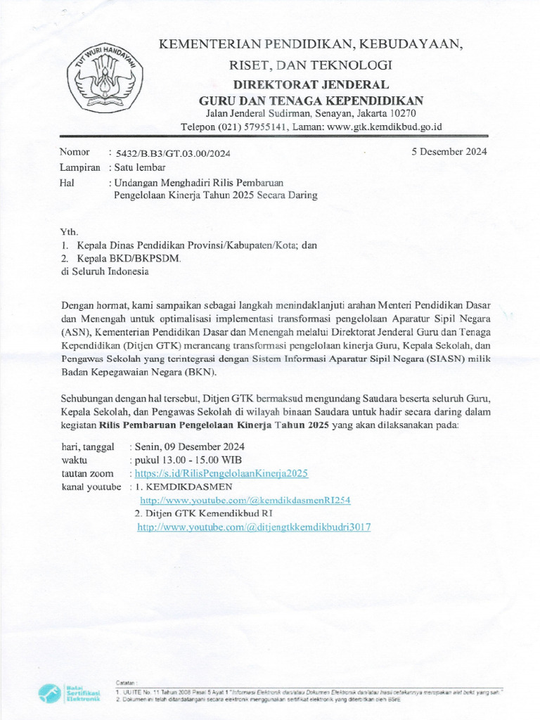 Undangan Rilis Kinerja 2025 | PDF
