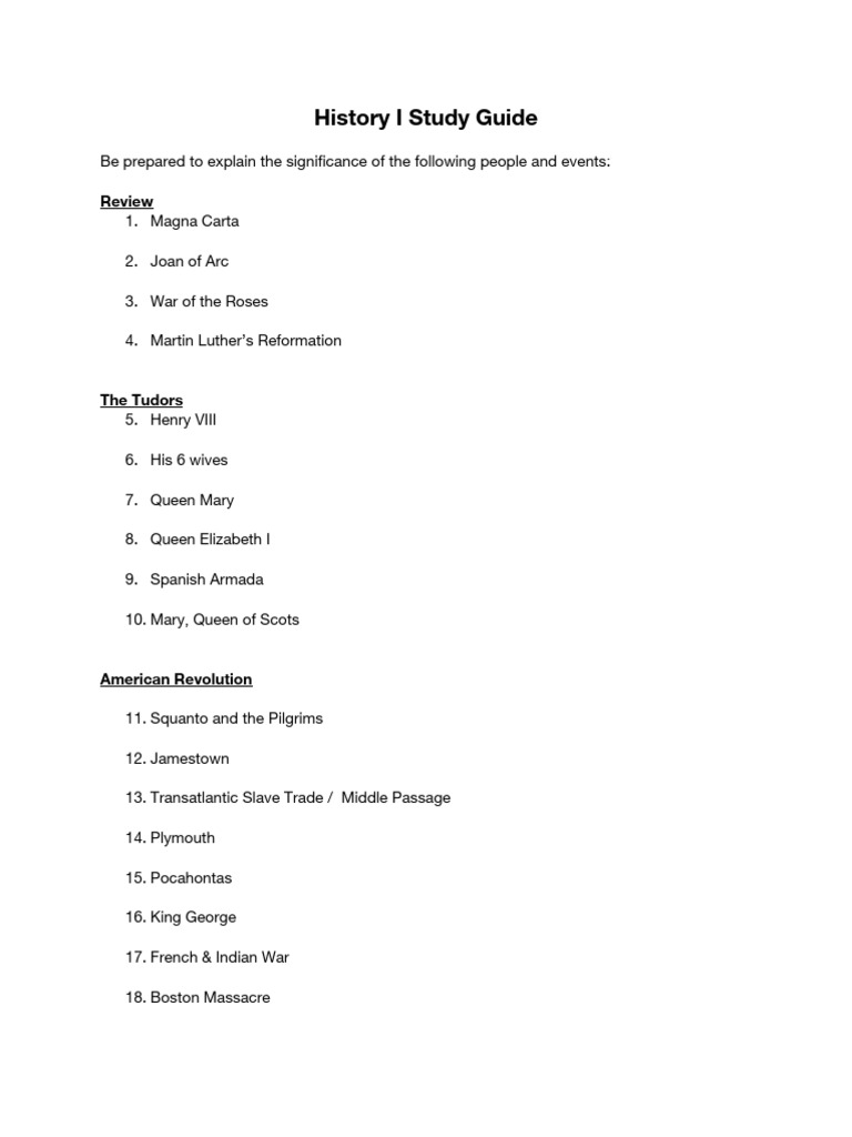 History I Study Guide 2024 | PDF | United States Declaration Of ...