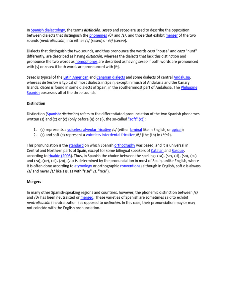 Ceseo, Seseo, Yeismo, y Otros | PDF | Human Voice | Linguistics