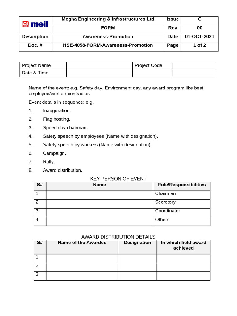 HSE 4058 FORM Awareness Promotion 00 | PDF