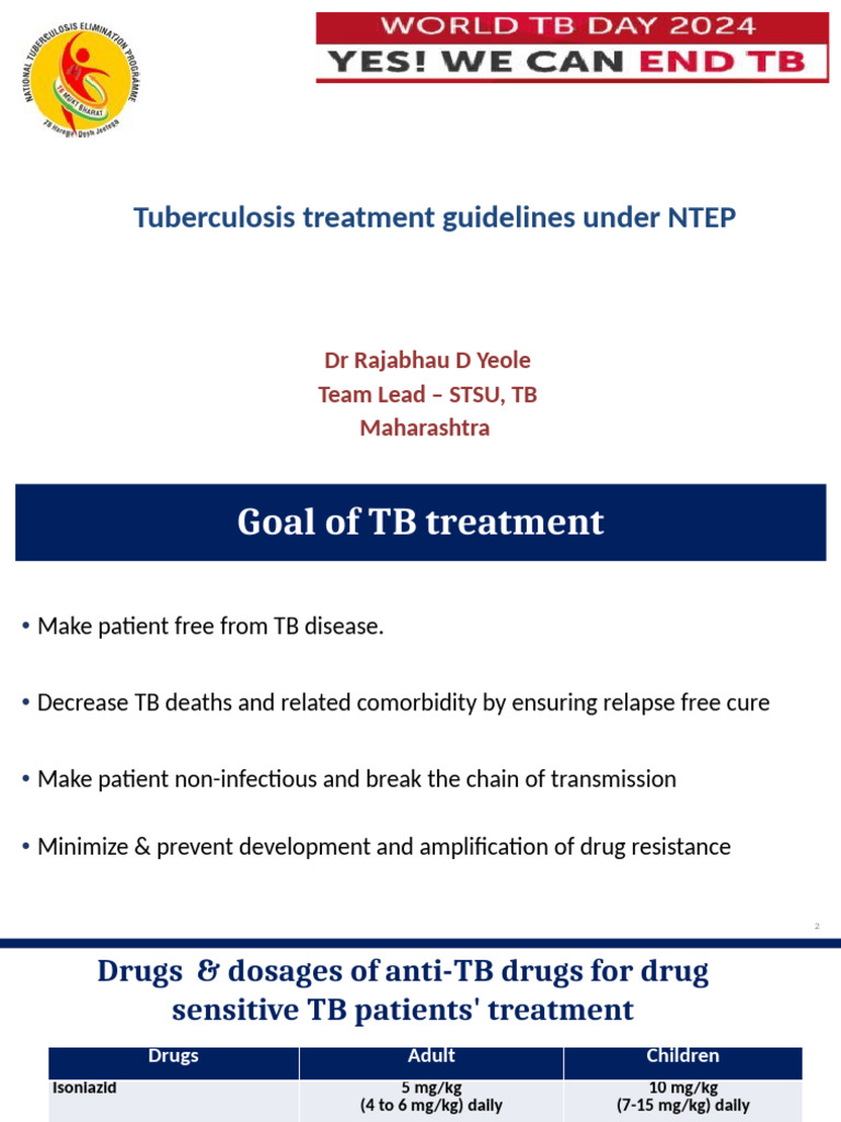 TB treatment under NTEP - Copy | PDF | Tuberculosis | Clinical Medicine