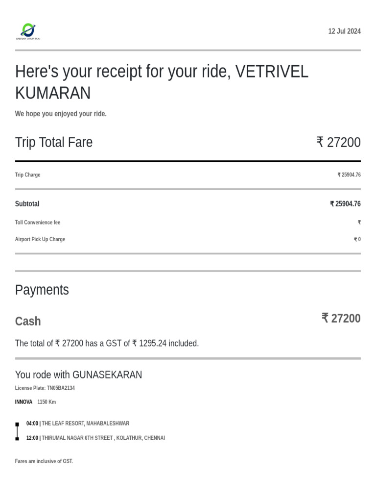 Cab Bill RETURN | PDF