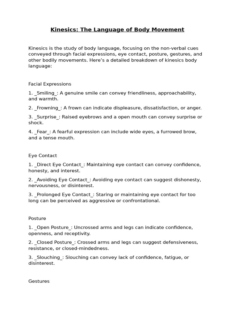 Kine Sics | PDF | Body Language | Nonverbal Communication