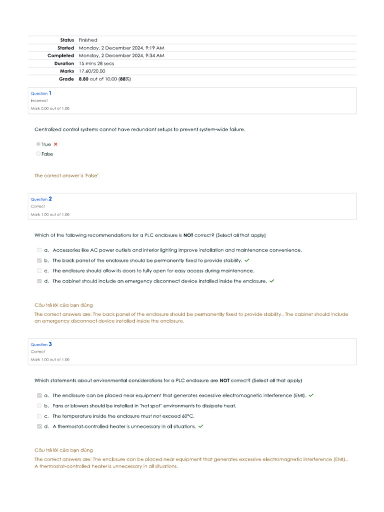 PLC selection, installation, and troubleshooting_ Attempt review _ BK-LMS | PDF